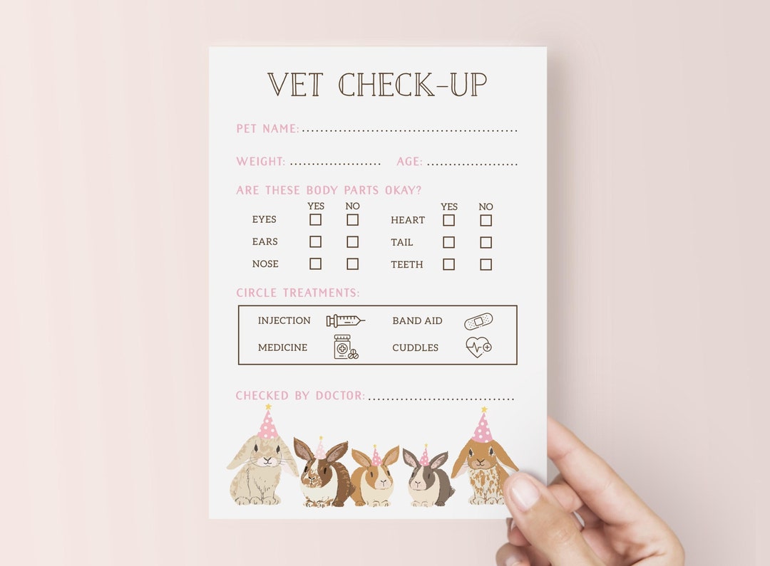Bunny Vet Check up Game, Printable Bunny Birthday Party Game Template ...