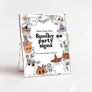 Groovy Halloween Party Sign Template, Spooky Vibes Party Decor, Retro ...