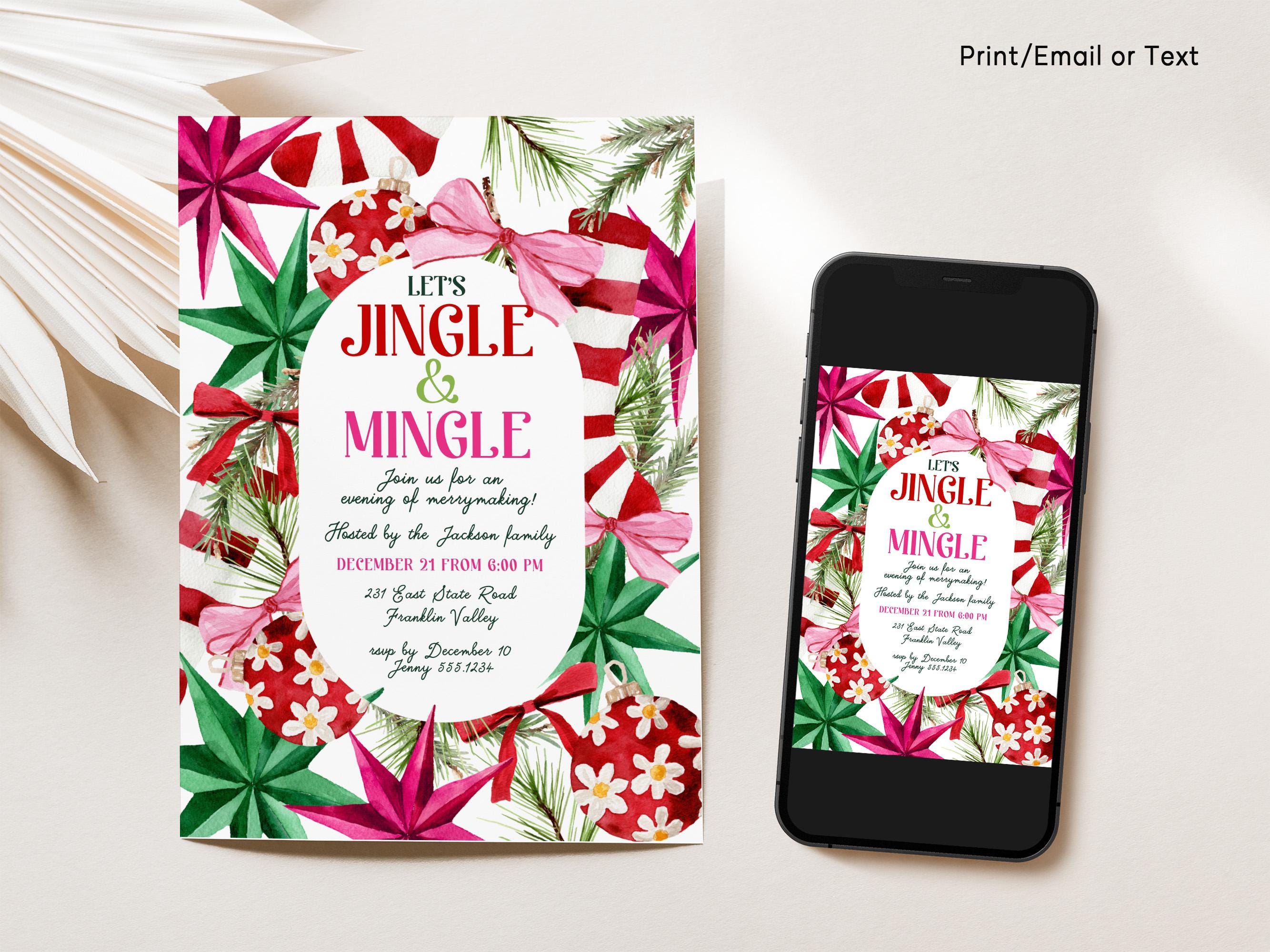 Jingle and Mingle Invitation Template, Kitschy Holiday Party Invite ...