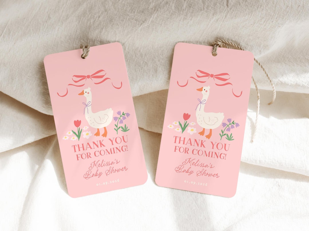 Goose Baby Shower Tags, Girl Baby Shower Favor Tag Template, Silly ...