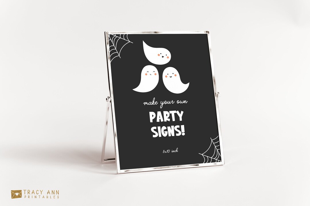 Spooky Birthday Party Signs, Printable Halloween Birthday Sign Template ...