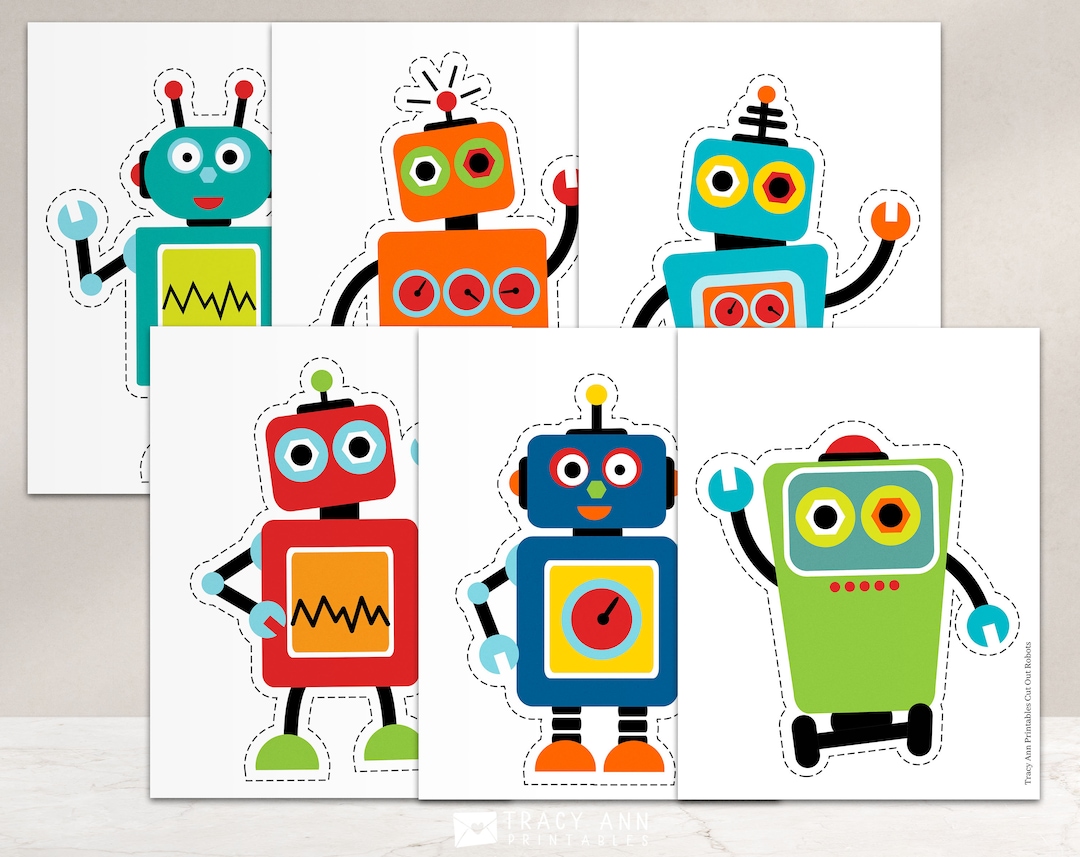 Robot Party Decorations Printable Boy Birthday Robot Cut Outs DIY Party ...