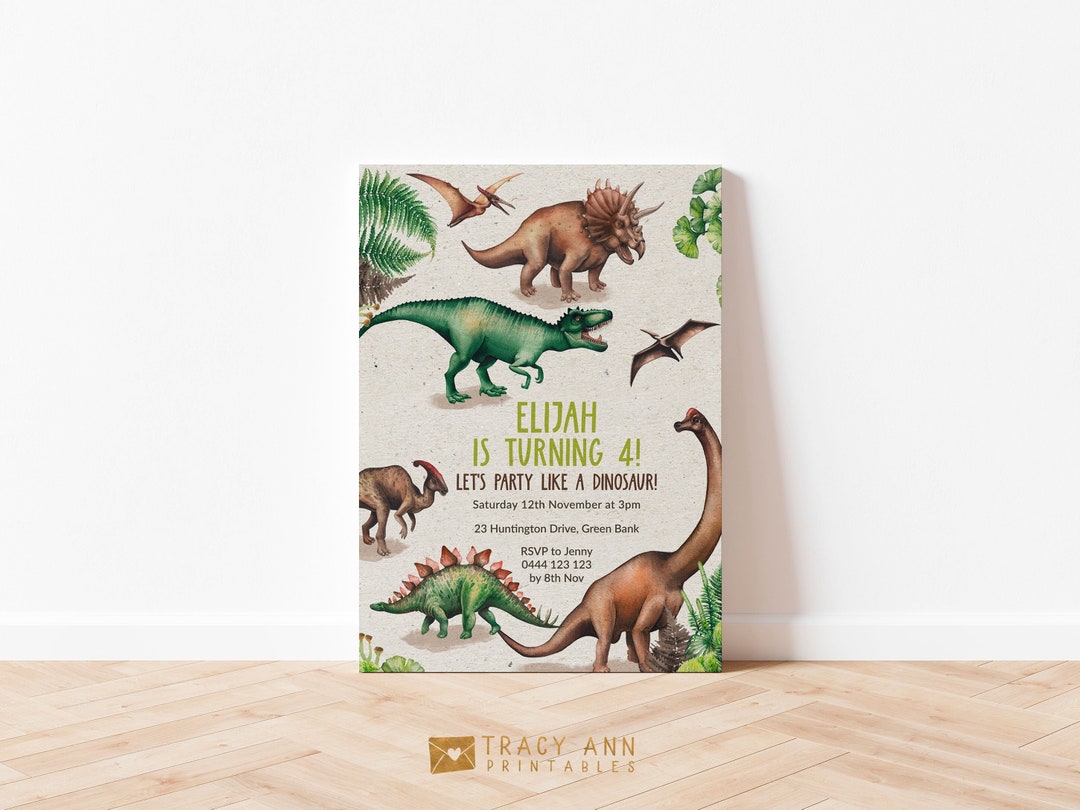 Dinosaur Birthday Invitation, Dinosaur Party Editable Boy Birthday ...