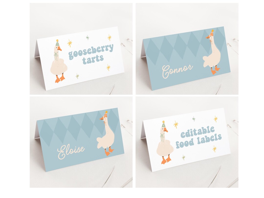 One Silly Goose Birthday Food Labels, Boy Birthday Party Food Tent ...