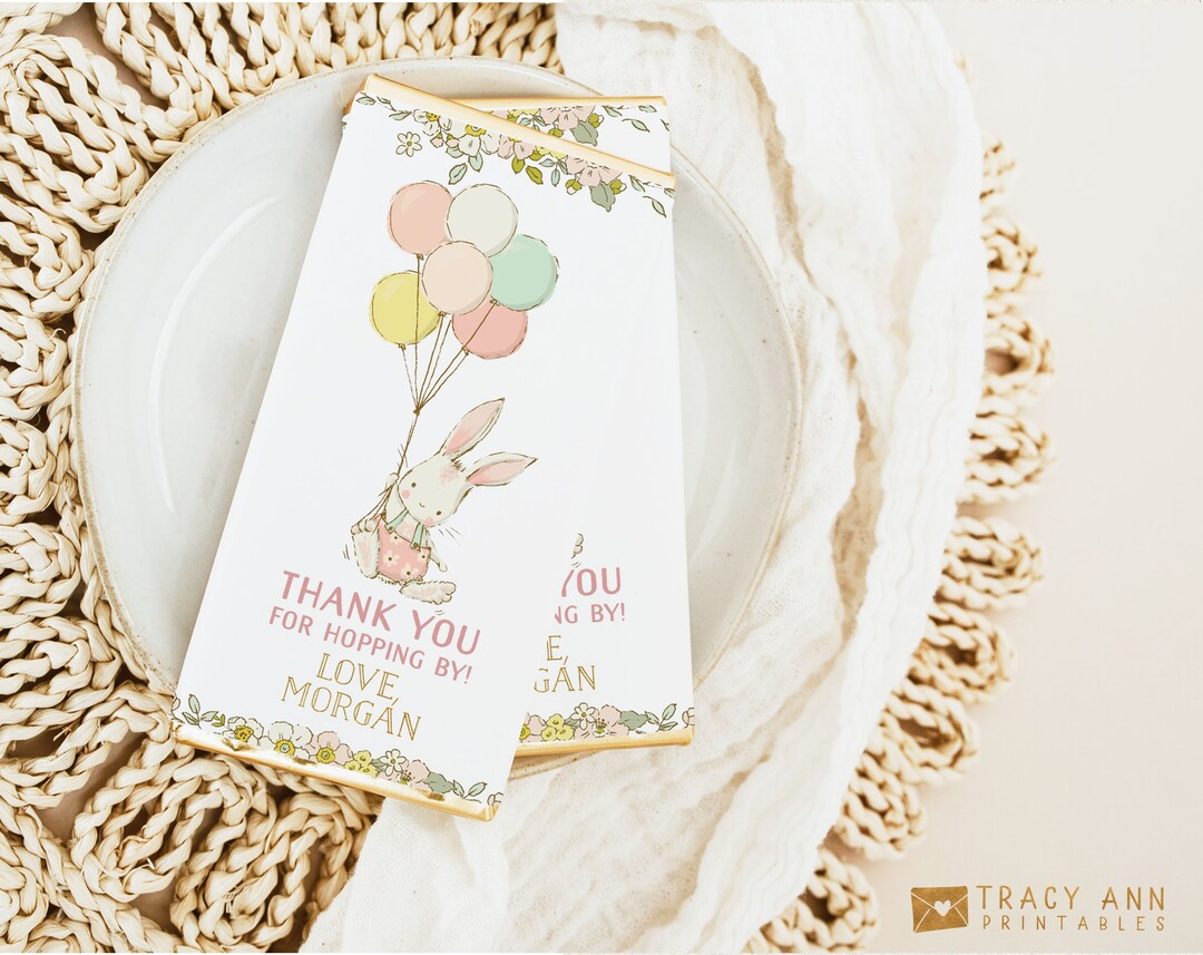Bunny Chocolate Wrappers Editable Birthday Chocolate Labels Girl ...