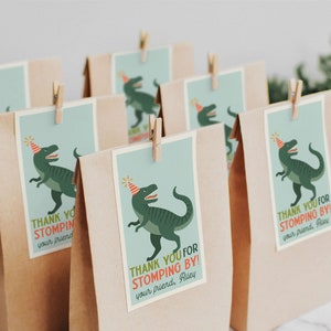Dinosaur Party Favor Tags, T-rex Thank You Party Tag Printable B347 - Etsy