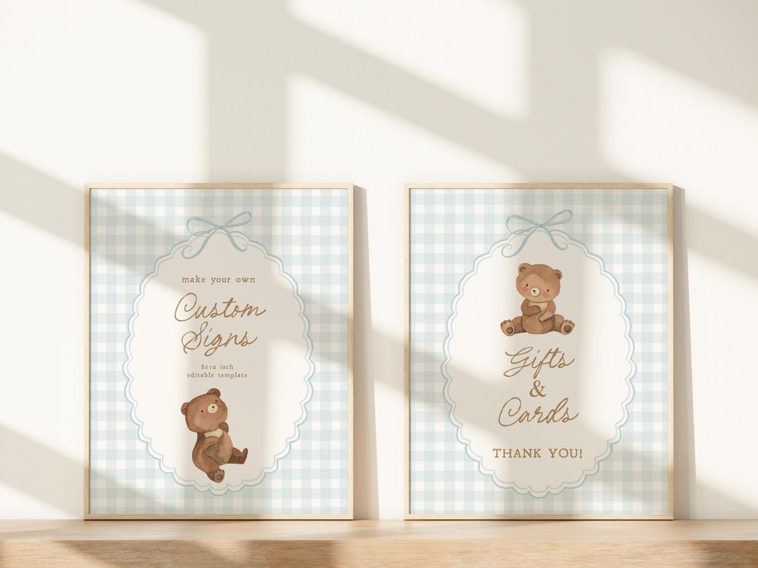 Bear Baby Shower Signs, Teddy Bear Baby Shower Sign Template, Printable ...