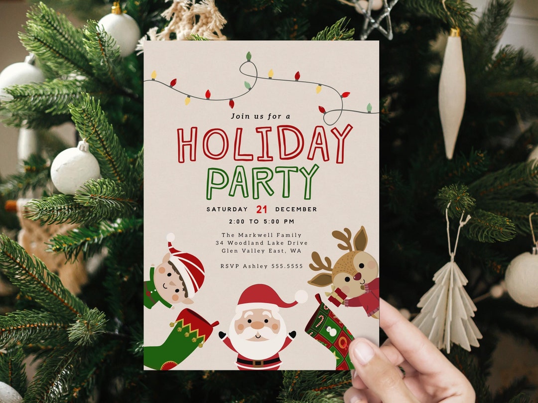 Kids Holiday Party Invitation, Editable Kidsmas Invitation Template ...