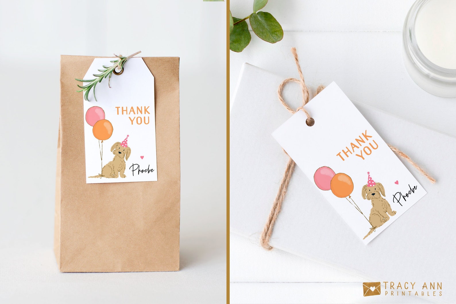 Dog Birthday Tags Editable Thank You Tags Puppy 5th - Etsy