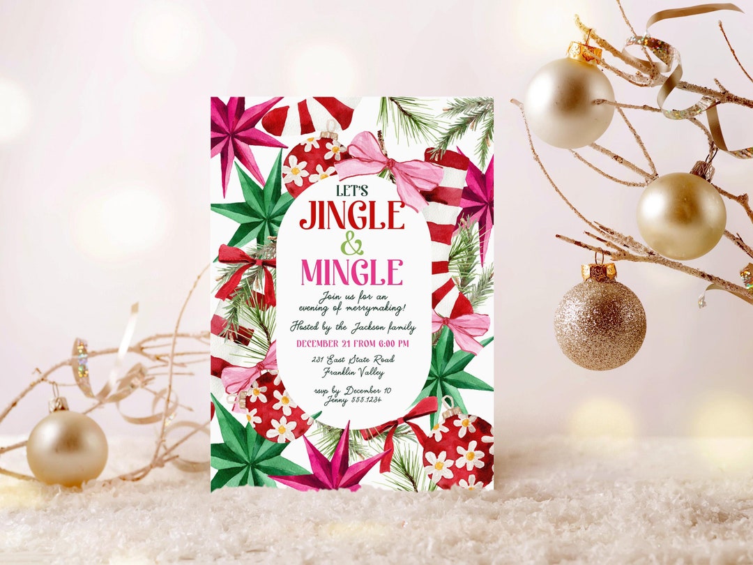 Jingle and Mingle Invitation Template, Kitschy Holiday Party Invite ...