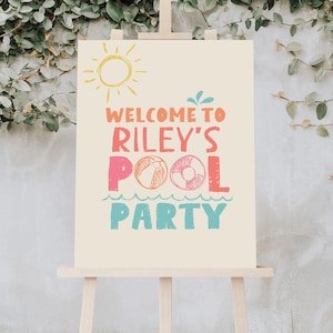 Pool Party Welcome Sign, Hand Drawn Summer Party Welcome Poster B761 - Etsy