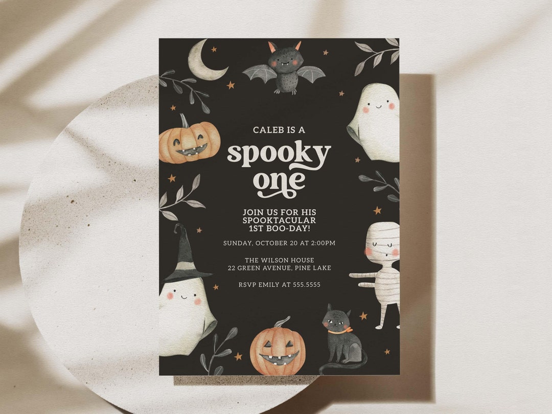 Spooky One Party Invitation, Halloween Boy 1st Birthday Invitation ...