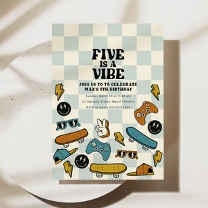 Five is a Vibe Invitation Template, Cool 5th Birthday Invite ...