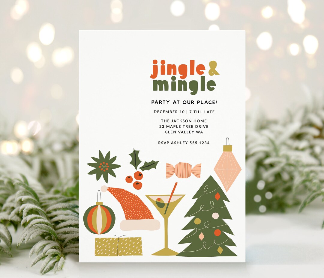 Minimalist Christmas Party Invitation Template, Printable Holiday Party ...