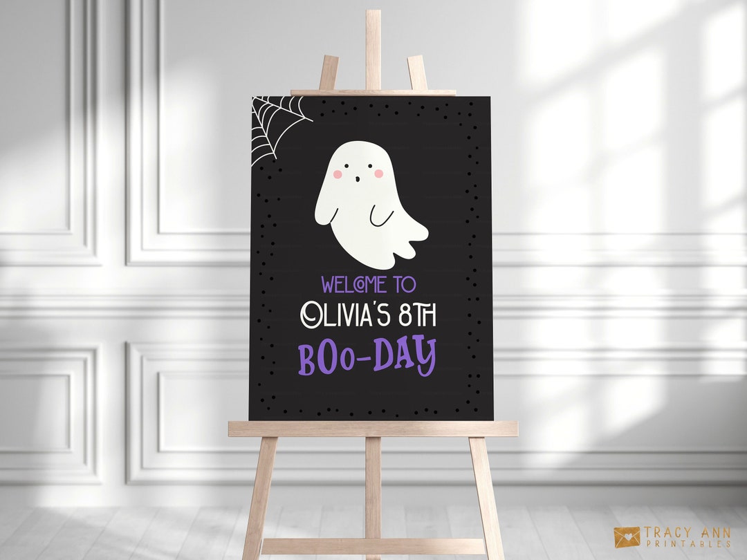 Editable Ghost Welcome Poster for Girl Birthday Halloween Cute - Etsy