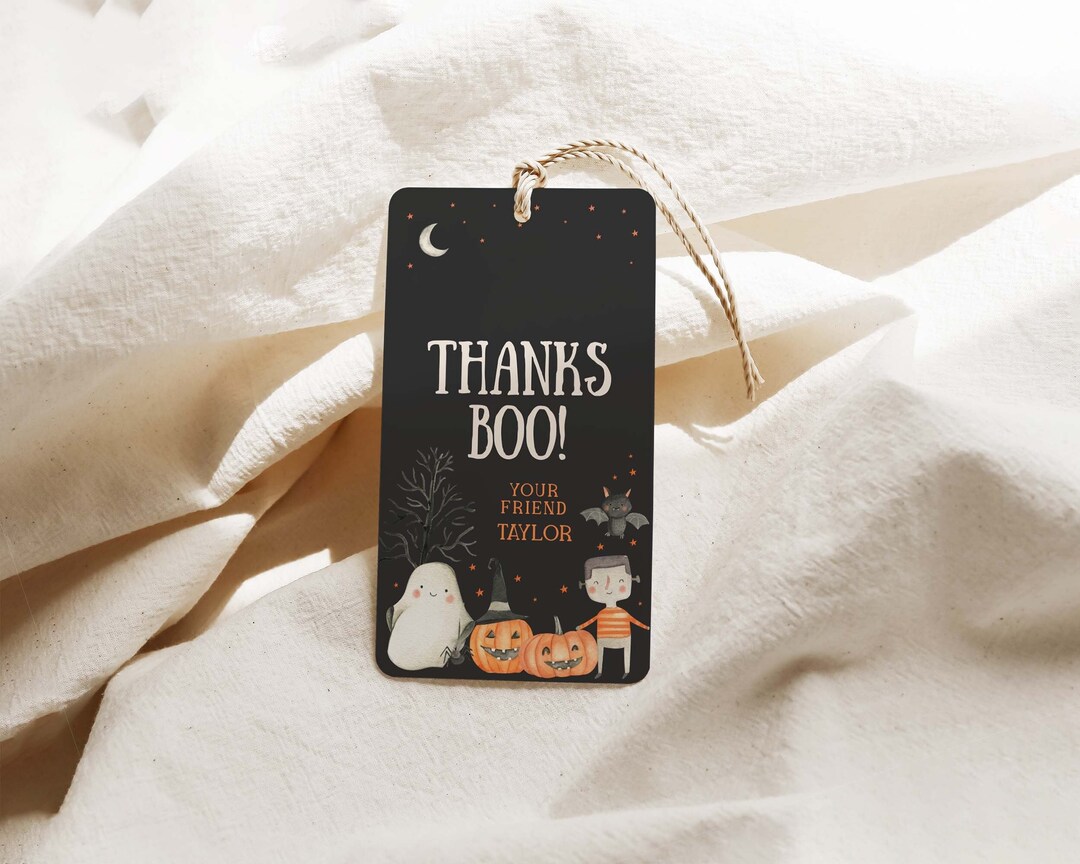Spooky Thank You Tags, Editable Halloween Birthday Favor Tag Template ...