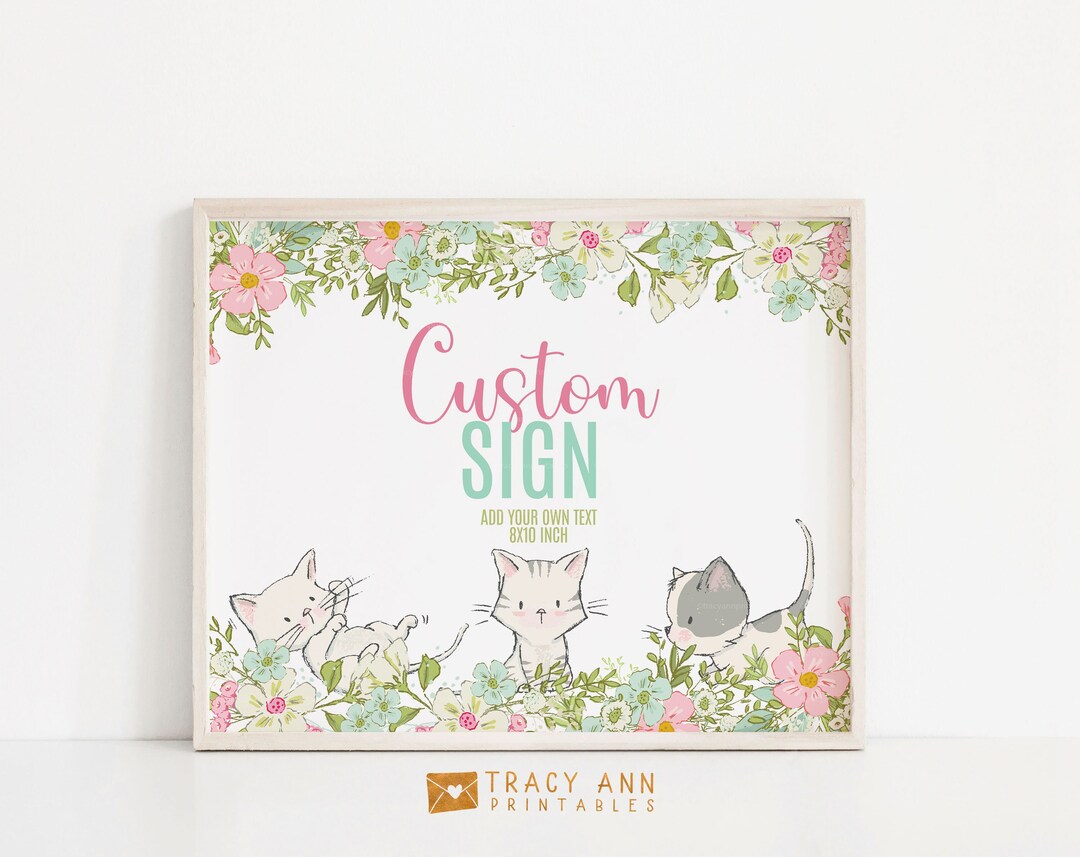 Editable Sign Cat Birthday Party Decorations for Girl 1st Birthday ...