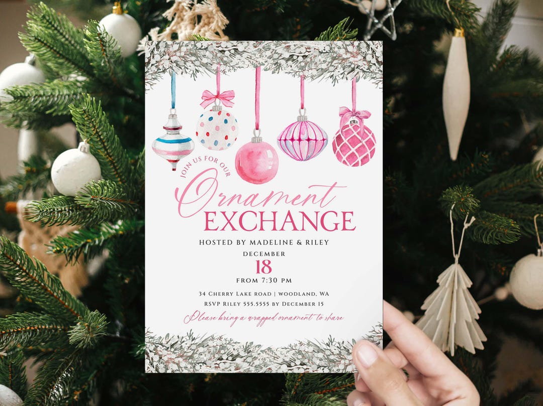 Ornament Exchange Invitation Template: Pink Holiday Party Evite ...