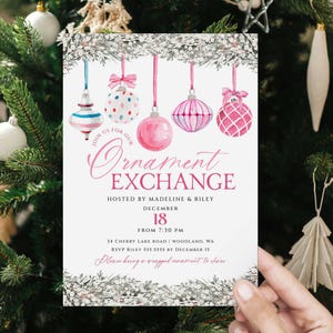 Ornament Exchange Invitation Template: Pink Holiday Party Evite ...