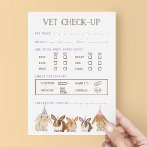 Bunny Vet Check-up Game, Printable Bunny Birthday Party Game Template ...