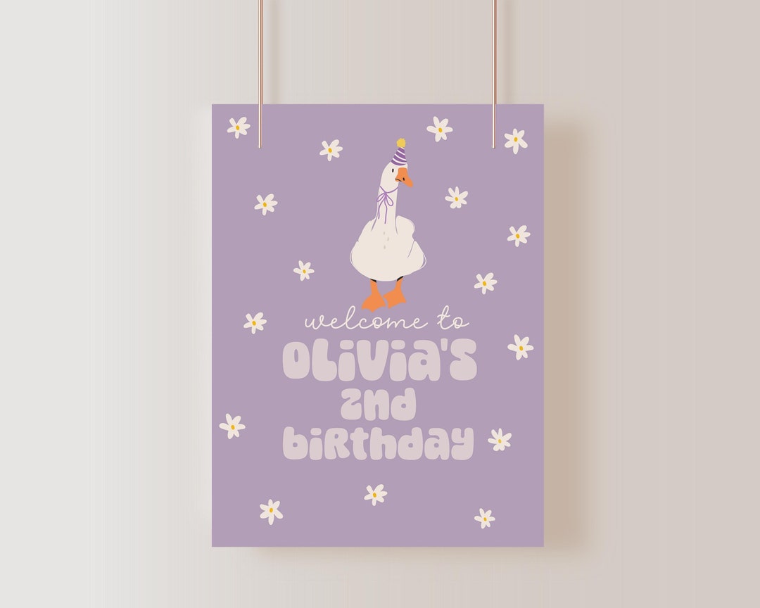 Silly Goose Welcome Sign, Printable Goose 2nd Birthday Welcome Poster ...
