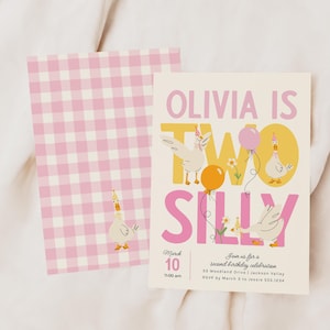 Two Silly Invitation, Silly Goose Girl Birthday Invitation, Goose 2nd ...