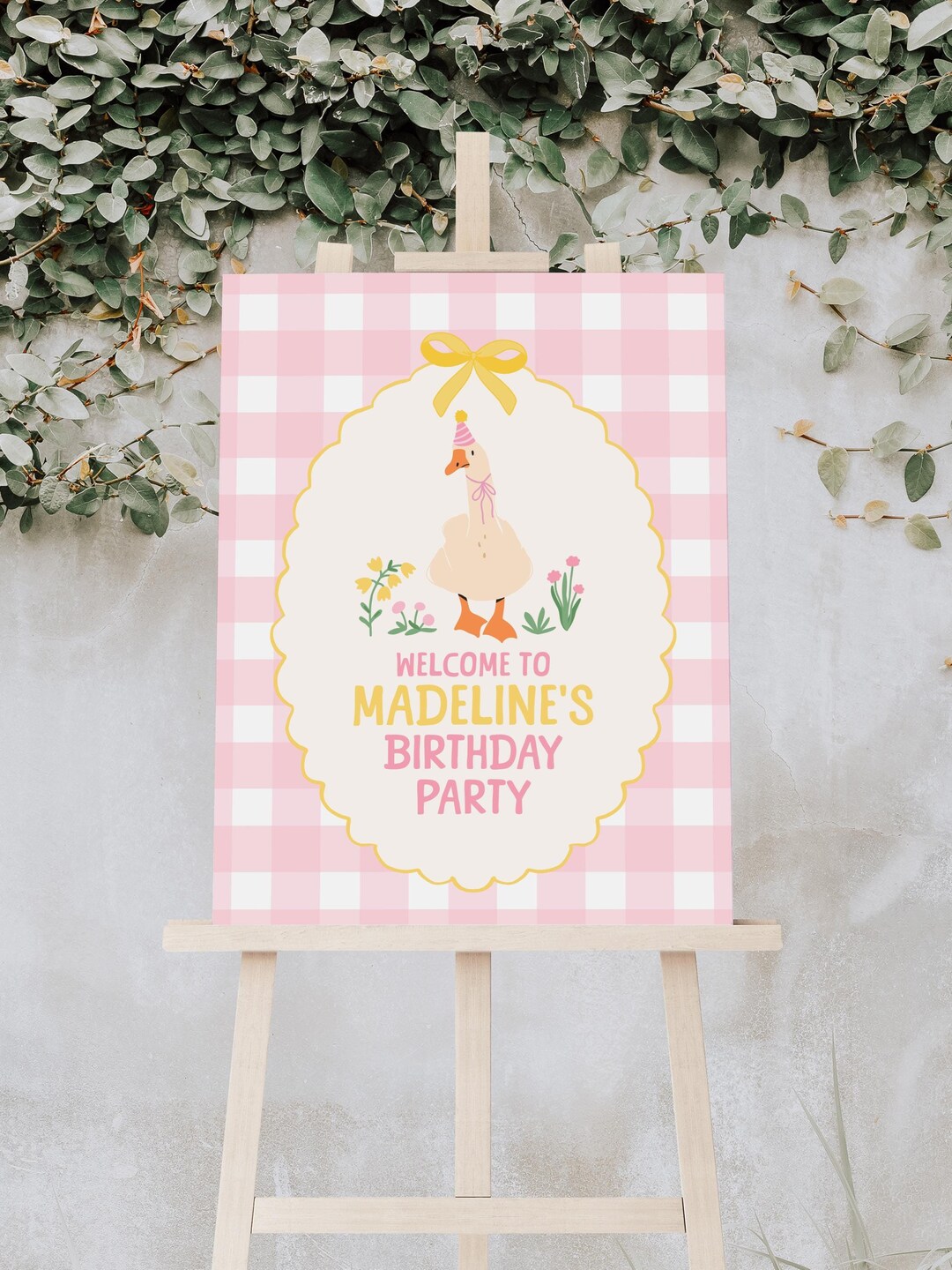 Silly Goose Birthday Welcome Sign, Printable Gingham Goose Welcome ...
