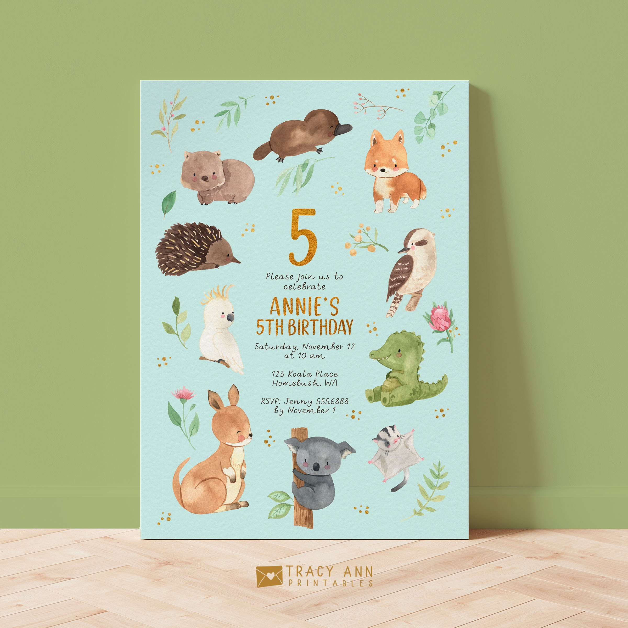Australian Animal Birthday Invitation Aussie Birthday Invite | Etsy