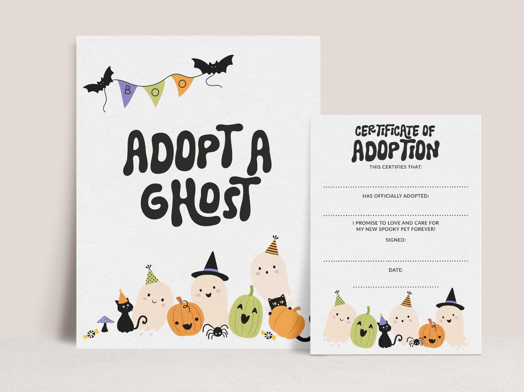 Adopt a Ghost Party Game, Printable Adopt a Ghost Sign, Ghost Adoption ...
