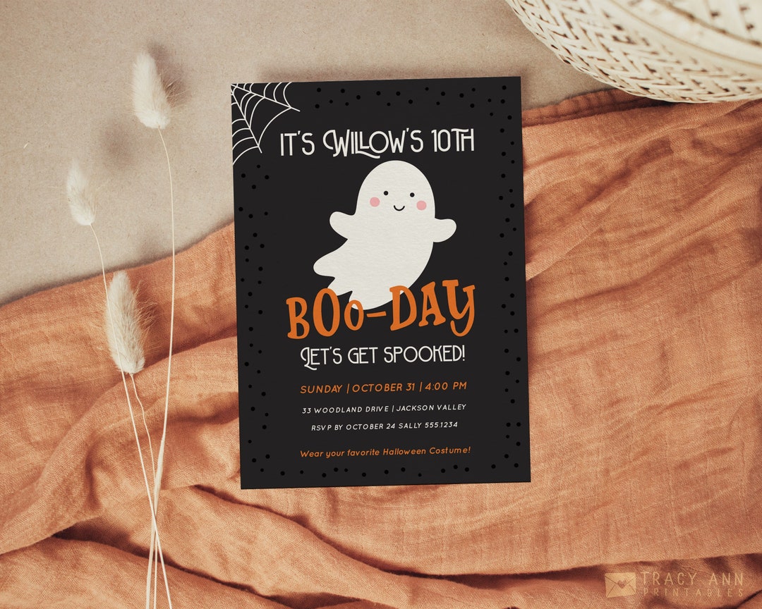 Ghost Birthday Invitation Template Halloween Party Invite Printable ...