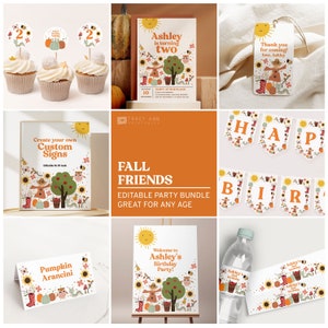 Fall Birthday Cupcake Toppers, Printable Garden Party Cake Topper ...