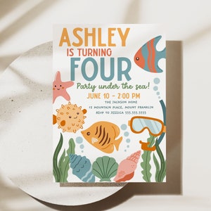 Sea Birthday Invitation Template, Fish Birthday Party Invite, Aquarium ...