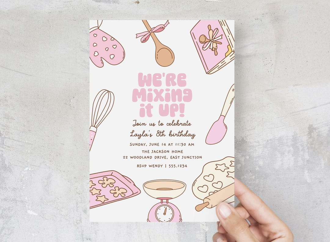Baking Birthday Invitation Template, Girl Birthday Party Invite ...