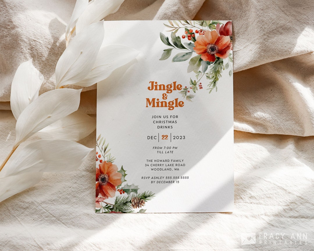 Minimalist Jingle and Mingle Invitation Template Editable - Etsy