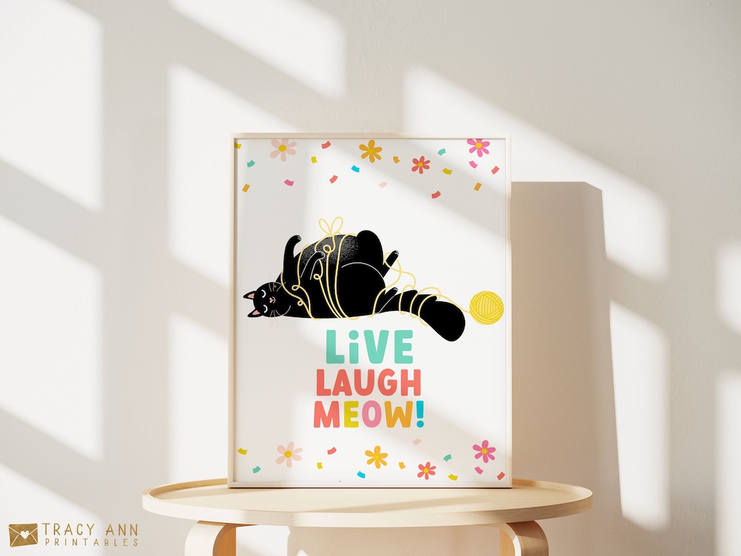 Live Laugh Meow Printable Party Sign Cat Birthday Decor - Etsy