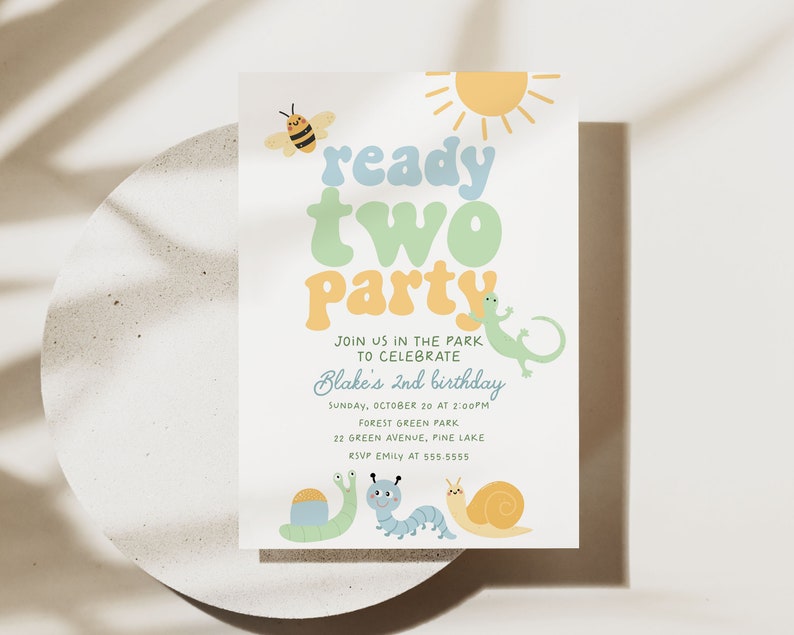 Ready Two Party Invitation, Boy 2nd Birthday Party Invitation Template ...