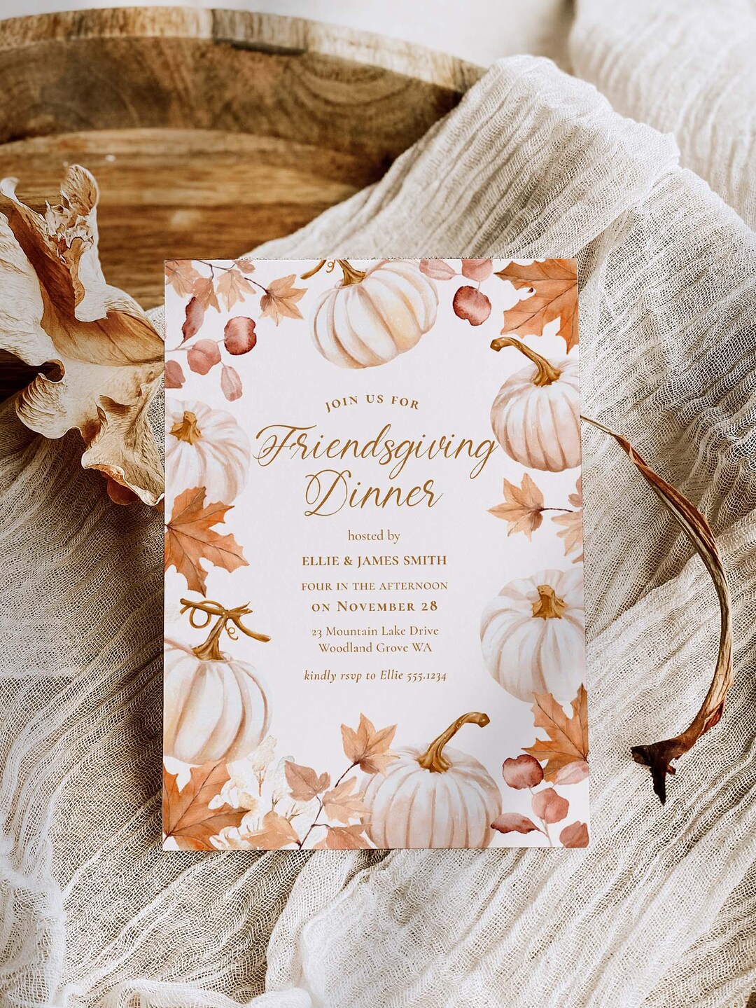 Friendsgiving Dinner Invitation, Editable Thanksgiving Party Invite ...