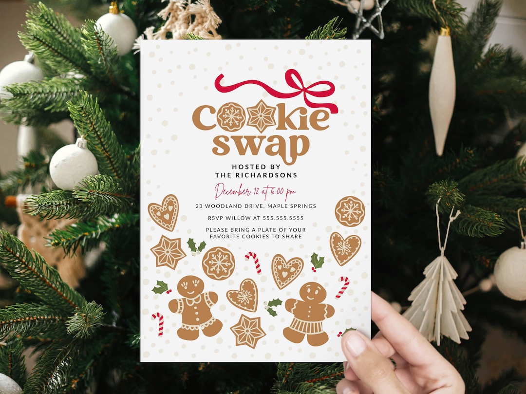 Cookie Swap Invitation Template, Printable Christmas Party Invite ...