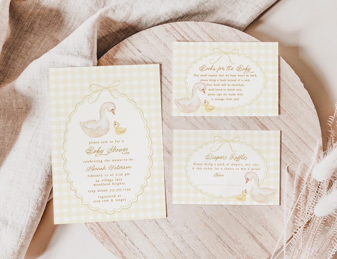 Goose Baby Shower Invitation, Mother Goose and Gosling Books for Baby ...