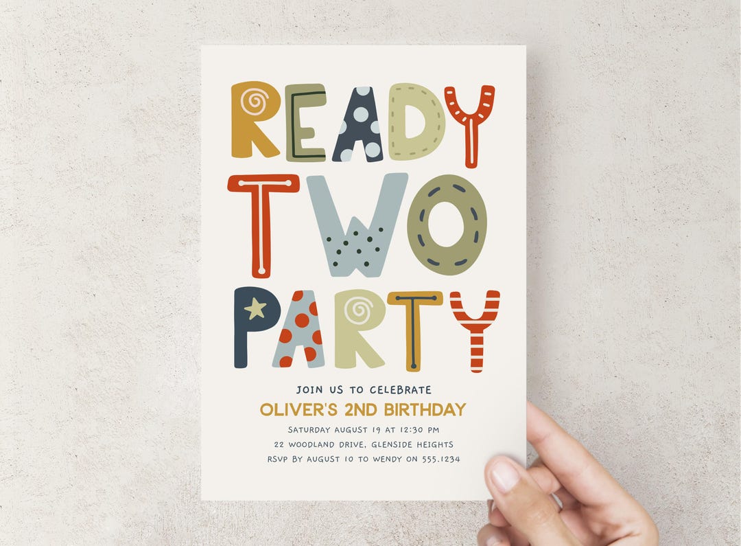 Ready Two Party Invitation, Editable Boy 2nd Birthday Party Invite ...