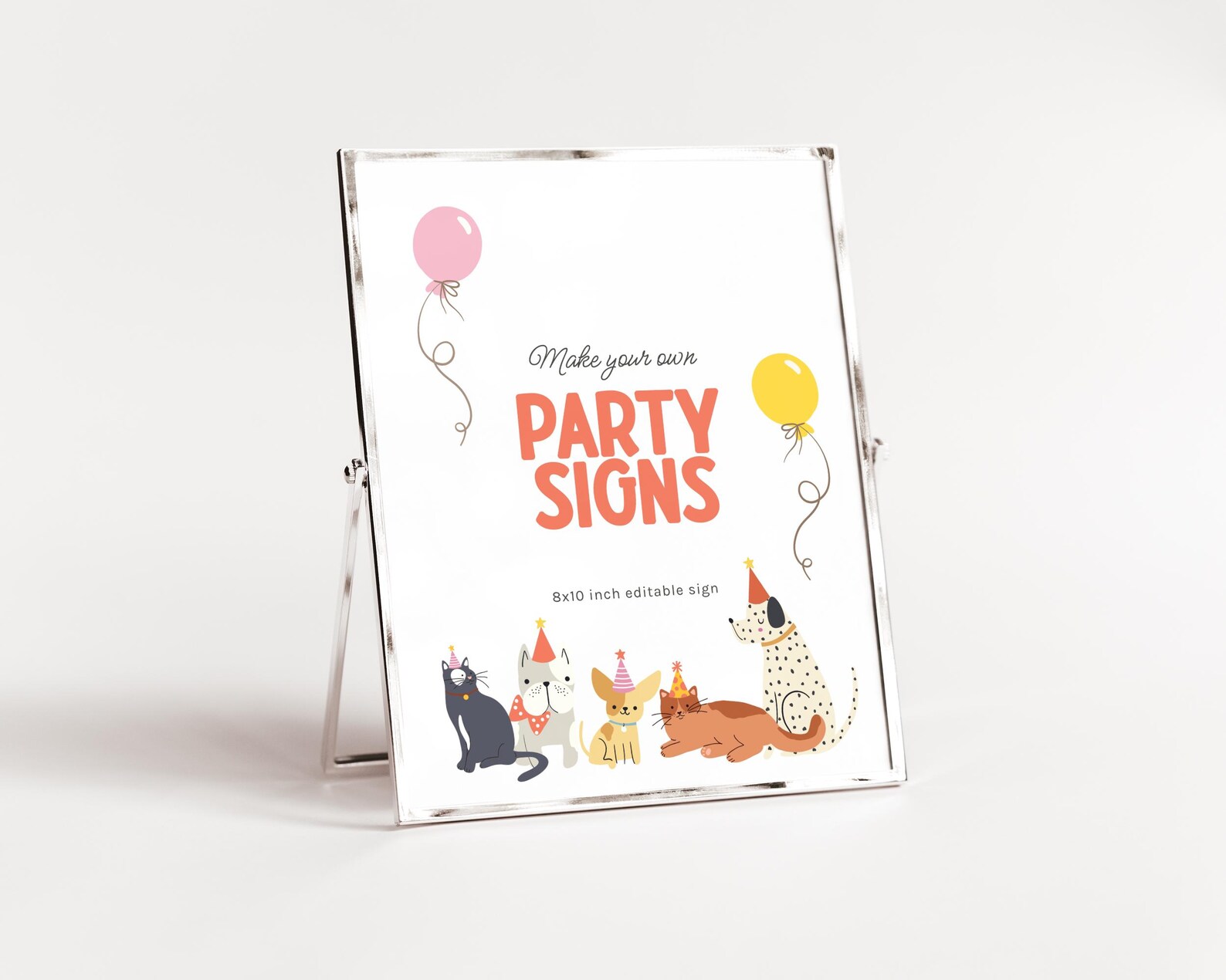 Pet Birthday Party Signs, Printable Cats and Dogs Custom Sign Template ...