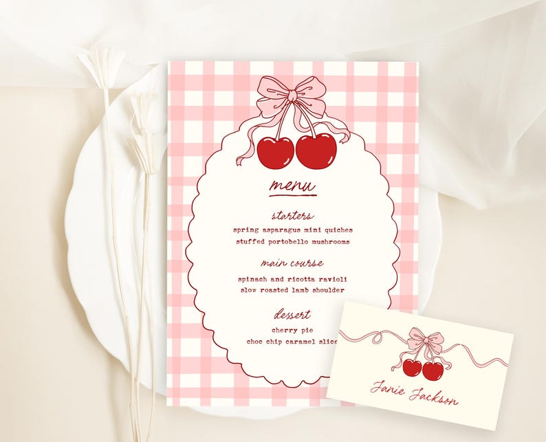 Cherry Menu Template, Printable Cherry Brunch Menu B902 B903 - Etsy