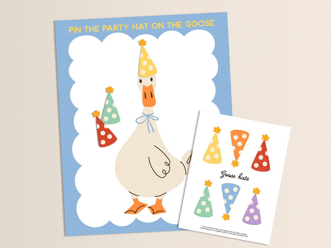 Pin the Hat on the Goose, Printable Silly Goose Birthday Party Game ...