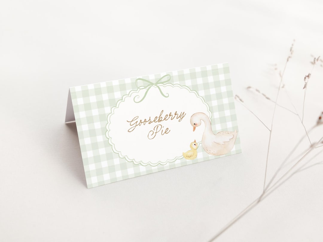 Goose Baby Shower Food Label Template, Sage Green Gender Neutral Baby ...