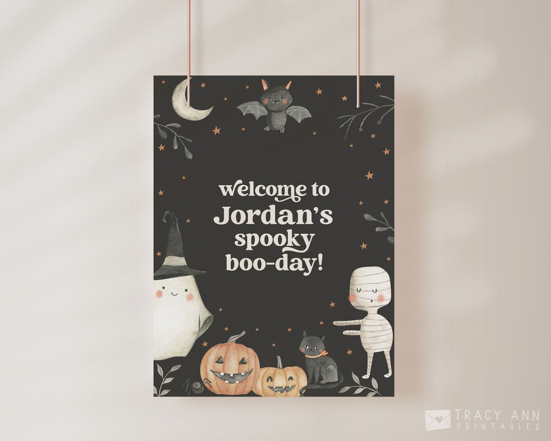 Halloween Birthday Welcome Sign Template Printable Spooky - Etsy