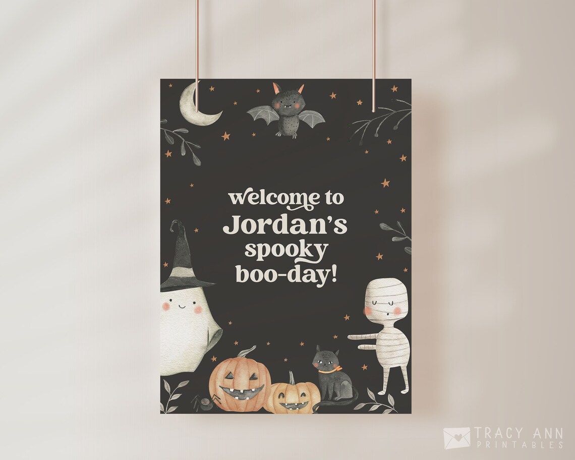 Halloween Birthday Welcome Sign Template, Printable Spooky Birthday ...