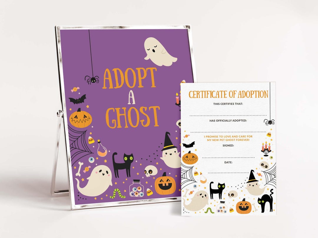 Adopt a Ghost Printable Party Game, Halloween Birthday Games, Adoption ...
