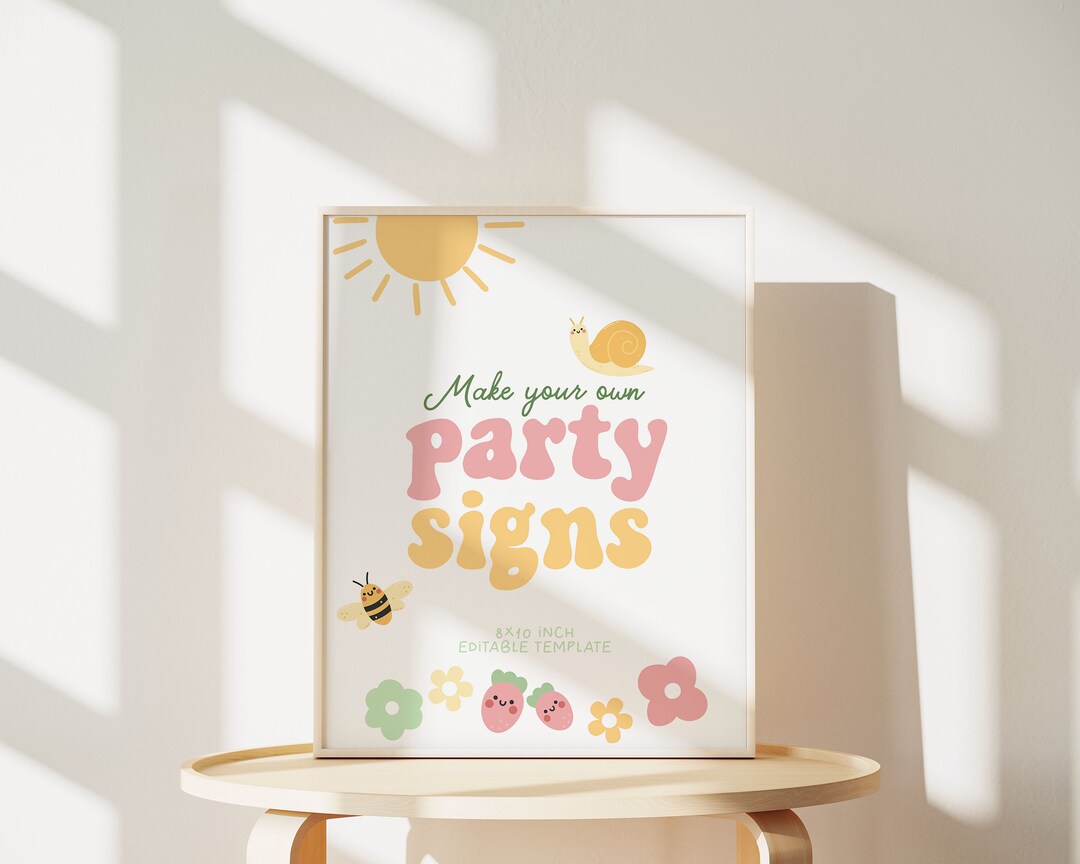 Summer Birthday Party Signs, Cute Garden Party Decor, Girl Birthday ...
