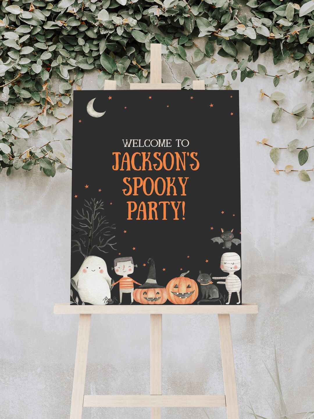 Halloween Birthday Welcome Sign, Spooky Birthday Party Welcome Poster ...