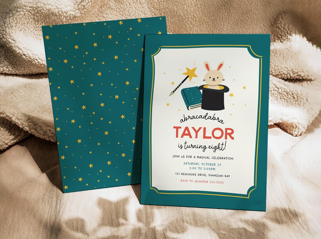 Magic Birthday Party Invite, Editable Magician Birthday Invitation ...